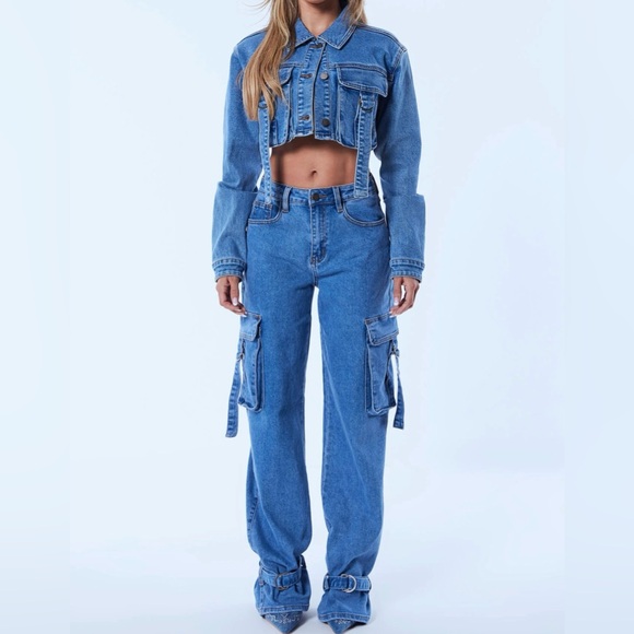 Jeans | Denim Cargo Crop Top Set Definite Head Turner Very Versatile ...